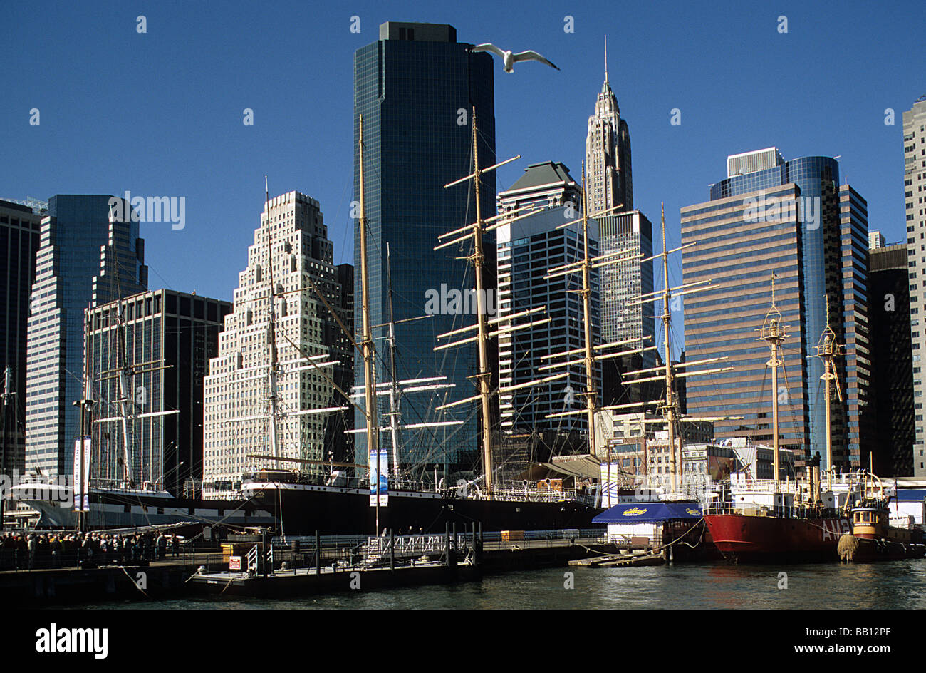 New York, barque Peking, built 1911, alongside South St. Seaport Museum ...