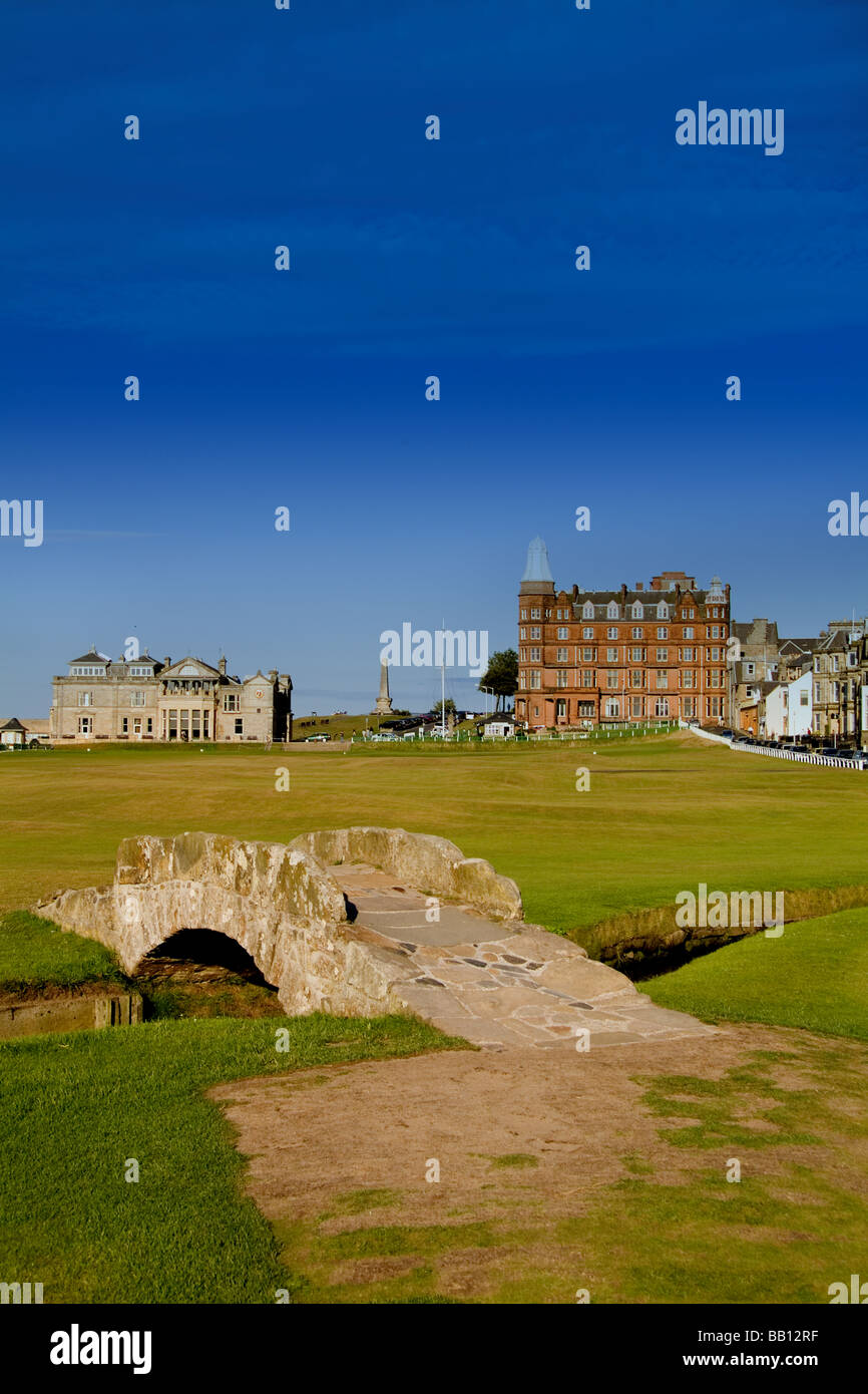 Golfing the special Swilcan Bridge on the 18th hole at the world famous ...