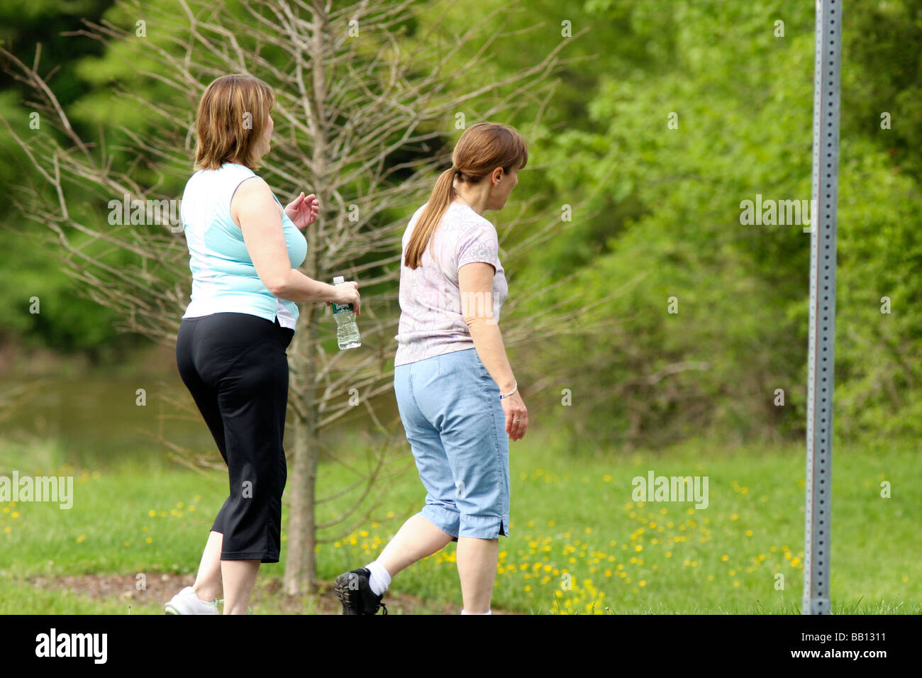 Two women walking in the park for exercise Stock Photo - Alamy