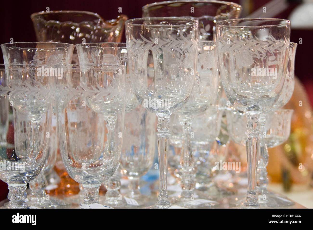 Elegant antique depression glass glassware Stock Photo - Alamy