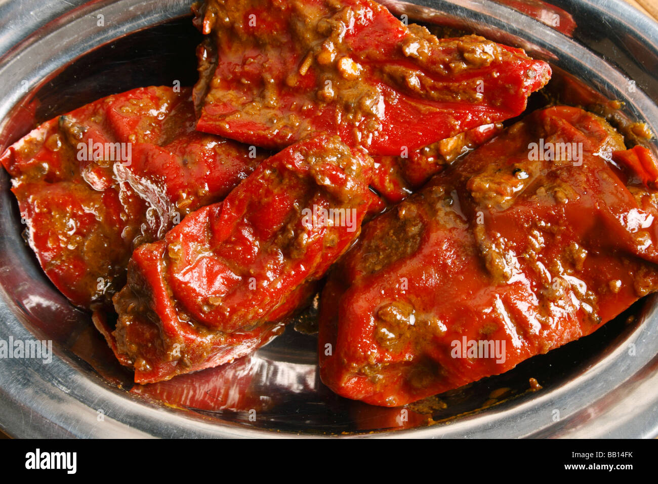 Stuffed Red Chilli Pickle is a spiced chili pickle made with spices ...