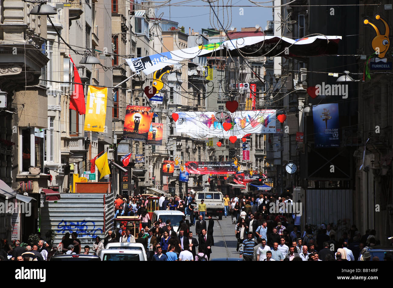Istiklal Caddesi, the main street of Beyoglu, Istanbul, Turkey Stock ...