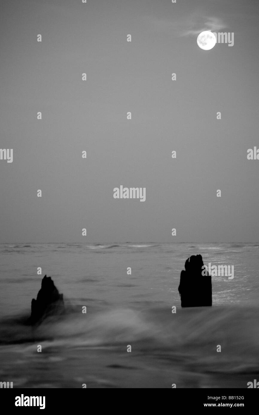 Full moon seascape Stock Photo - Alamy