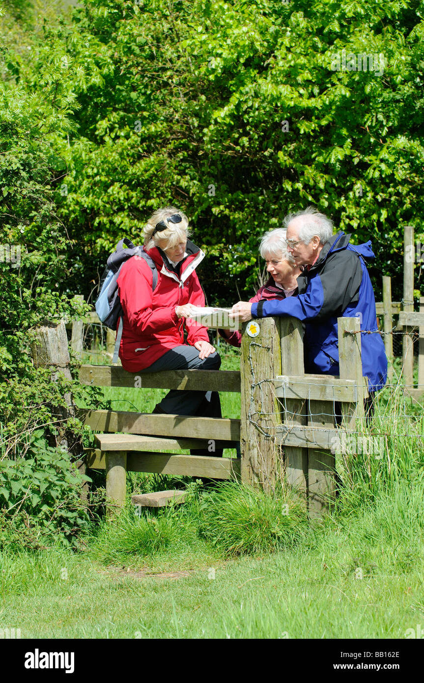 Female walker checking map hi-res stock photography and images - Alamy
