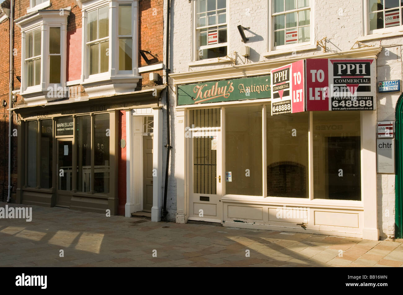 Empty shops in Wednesday Market Beverley East Yorks Stock Photo - Alamy
