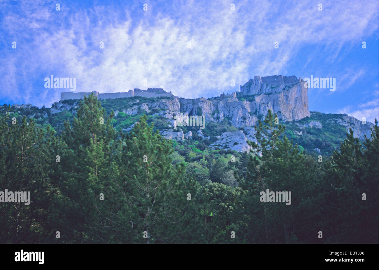 Cathar fortress of Peyrepertuse Languedoc France Stock Photo - Alamy