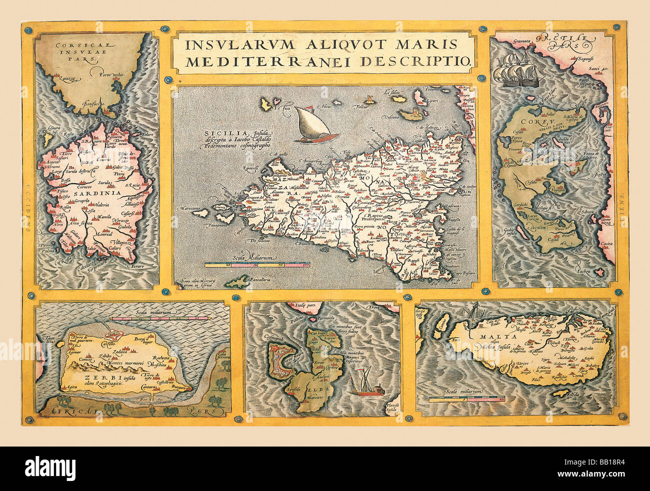 Maps of Italian Islands Stock Photo - Alamy