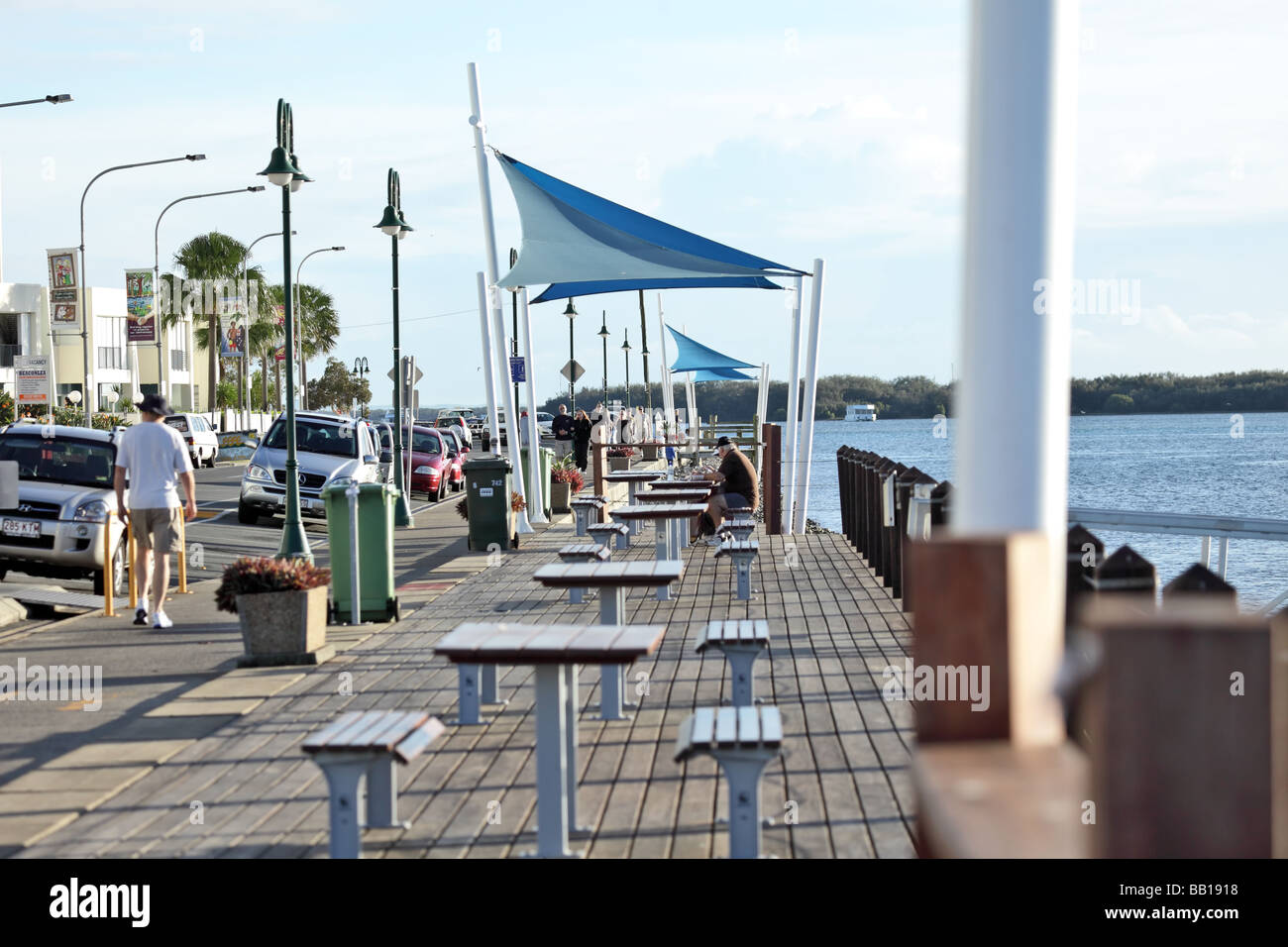 Bayside picnic area and boardwalk Stock Photo - Alamy