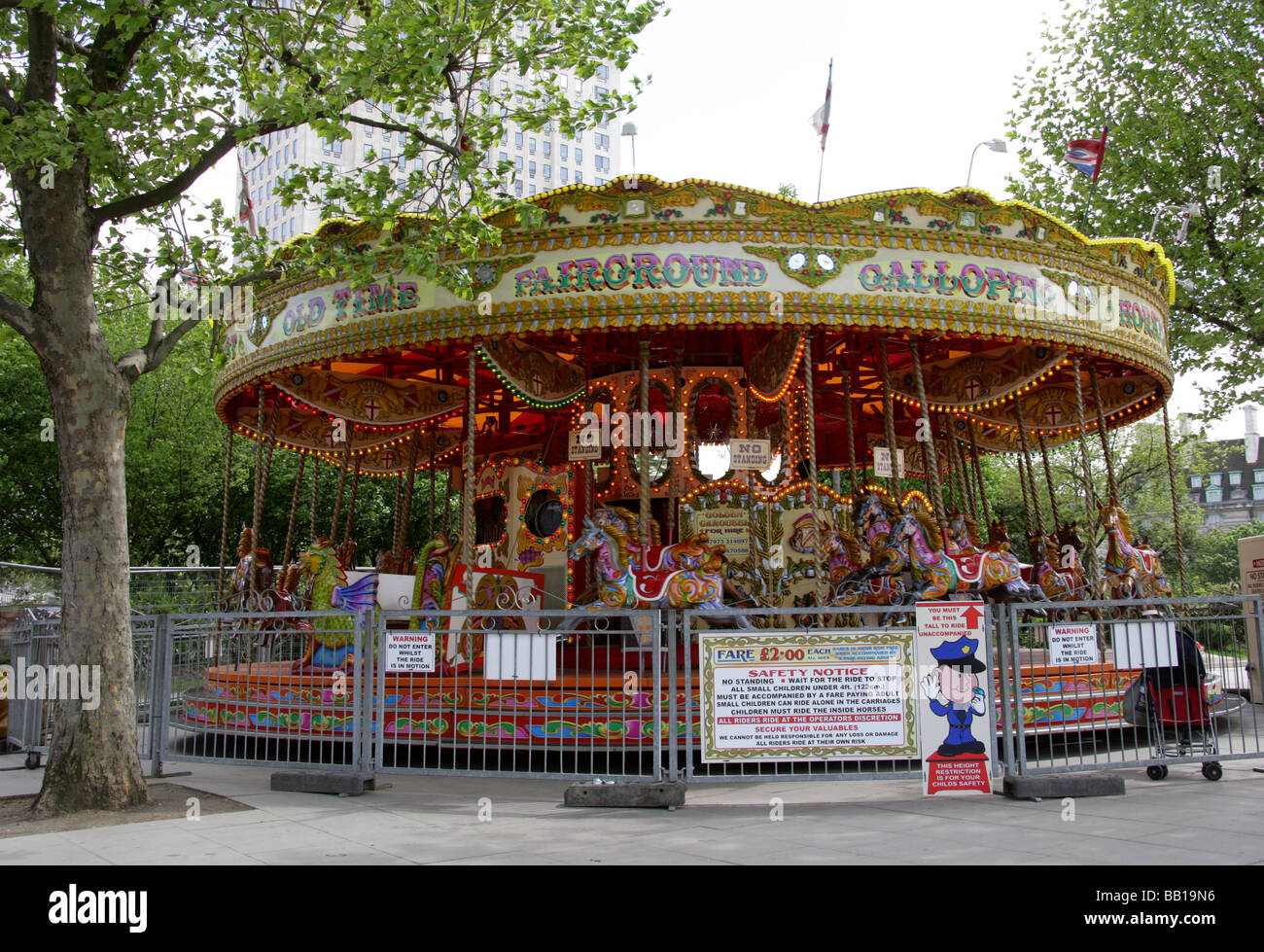 A Carousel or Merry-go-round on the South Bank of the River Thames ...