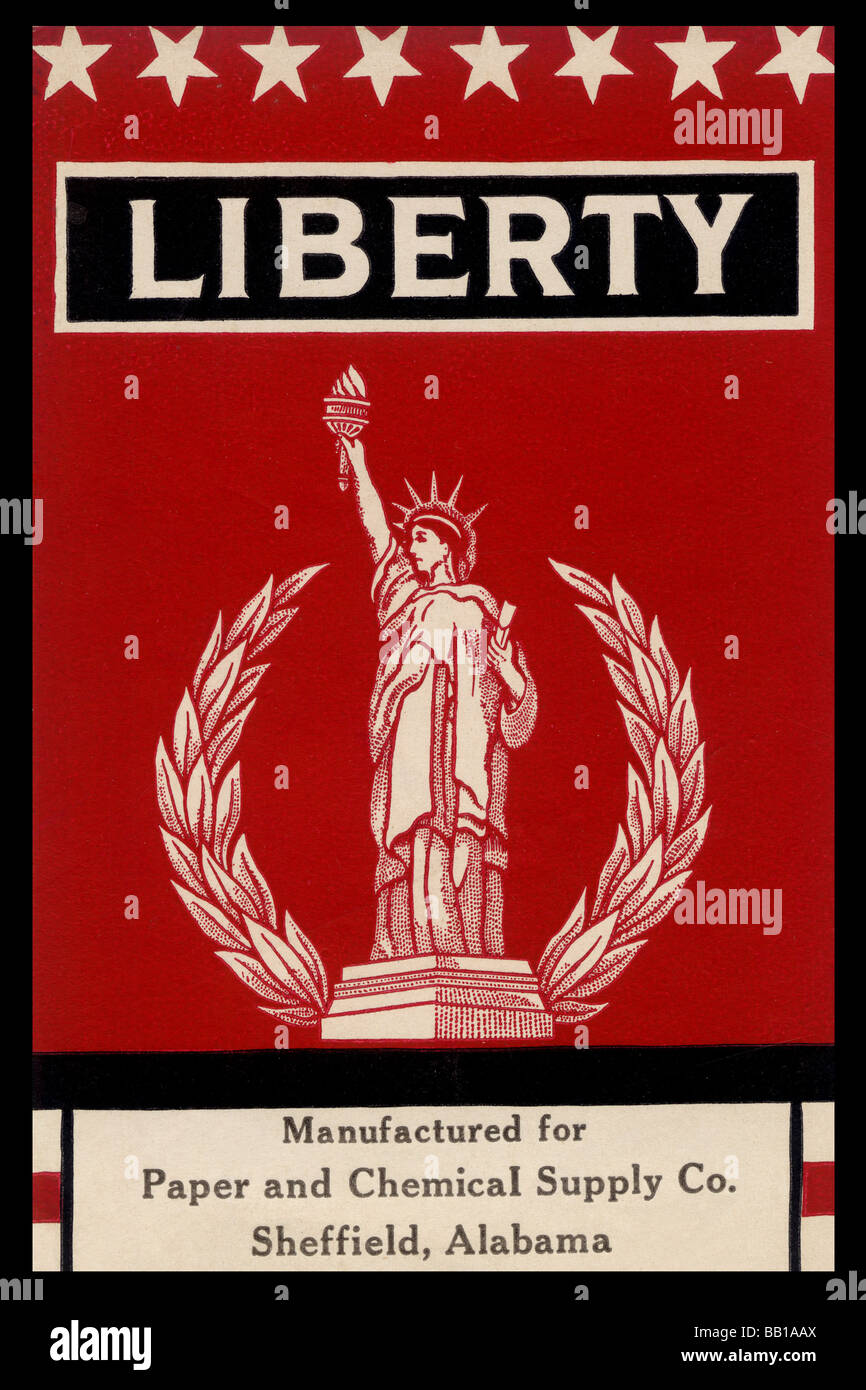 Liberty Boom Label Stock Photo - Alamy