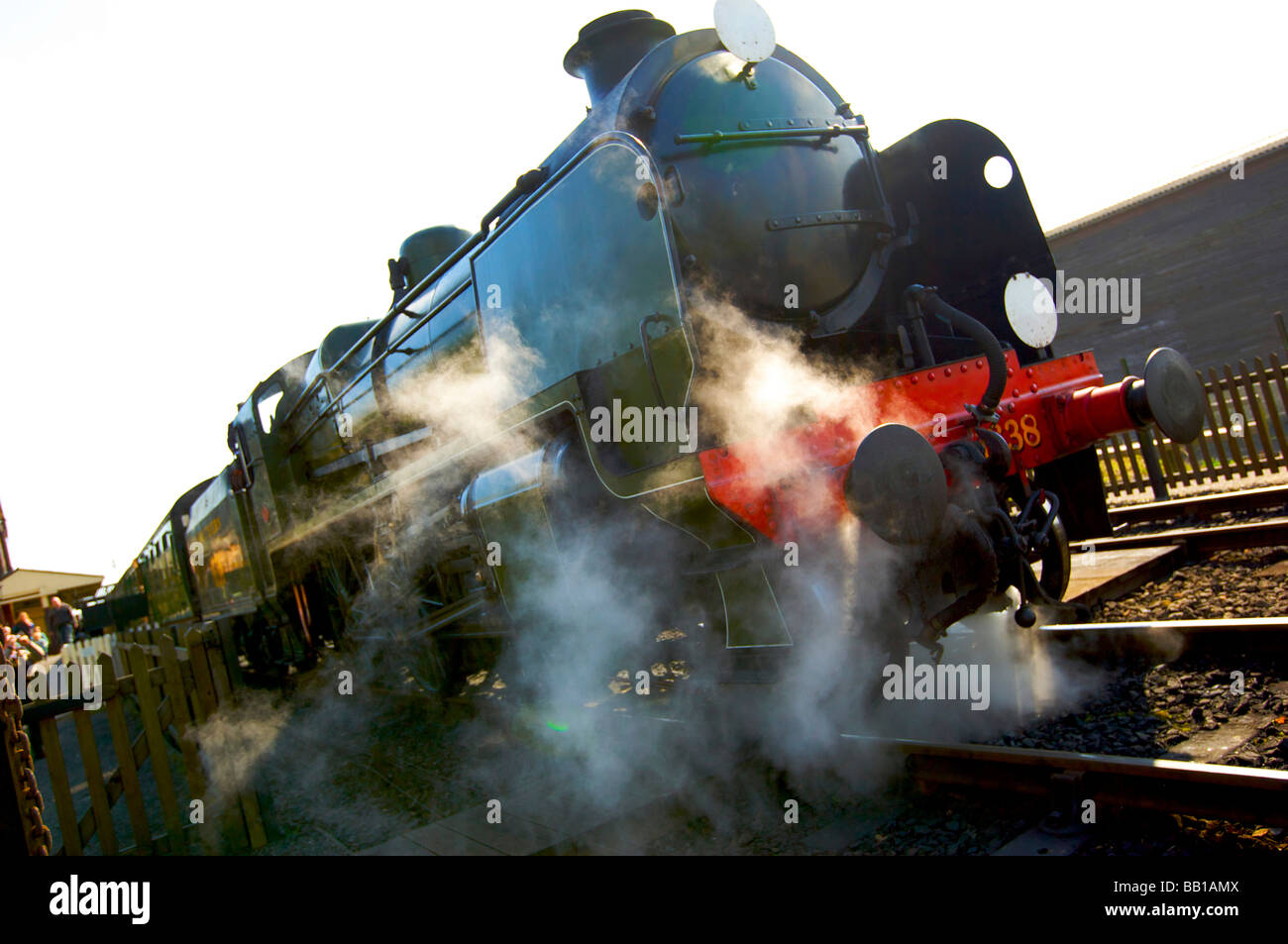 A restored steam train on The Bluebell Railway in Sussex UK Stock Photo ...