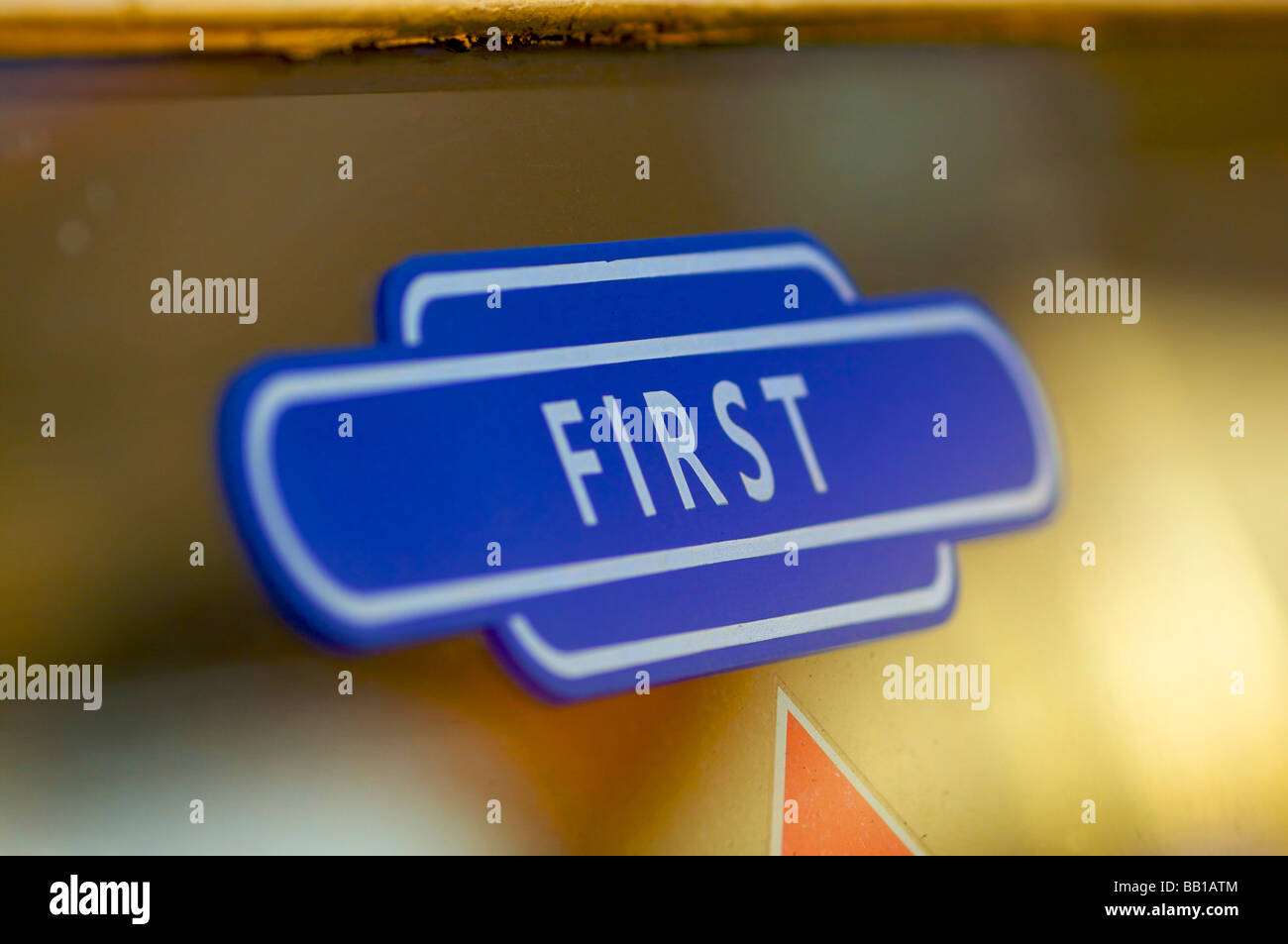 Details from steam train engine and carriages, handles, signs at The ...