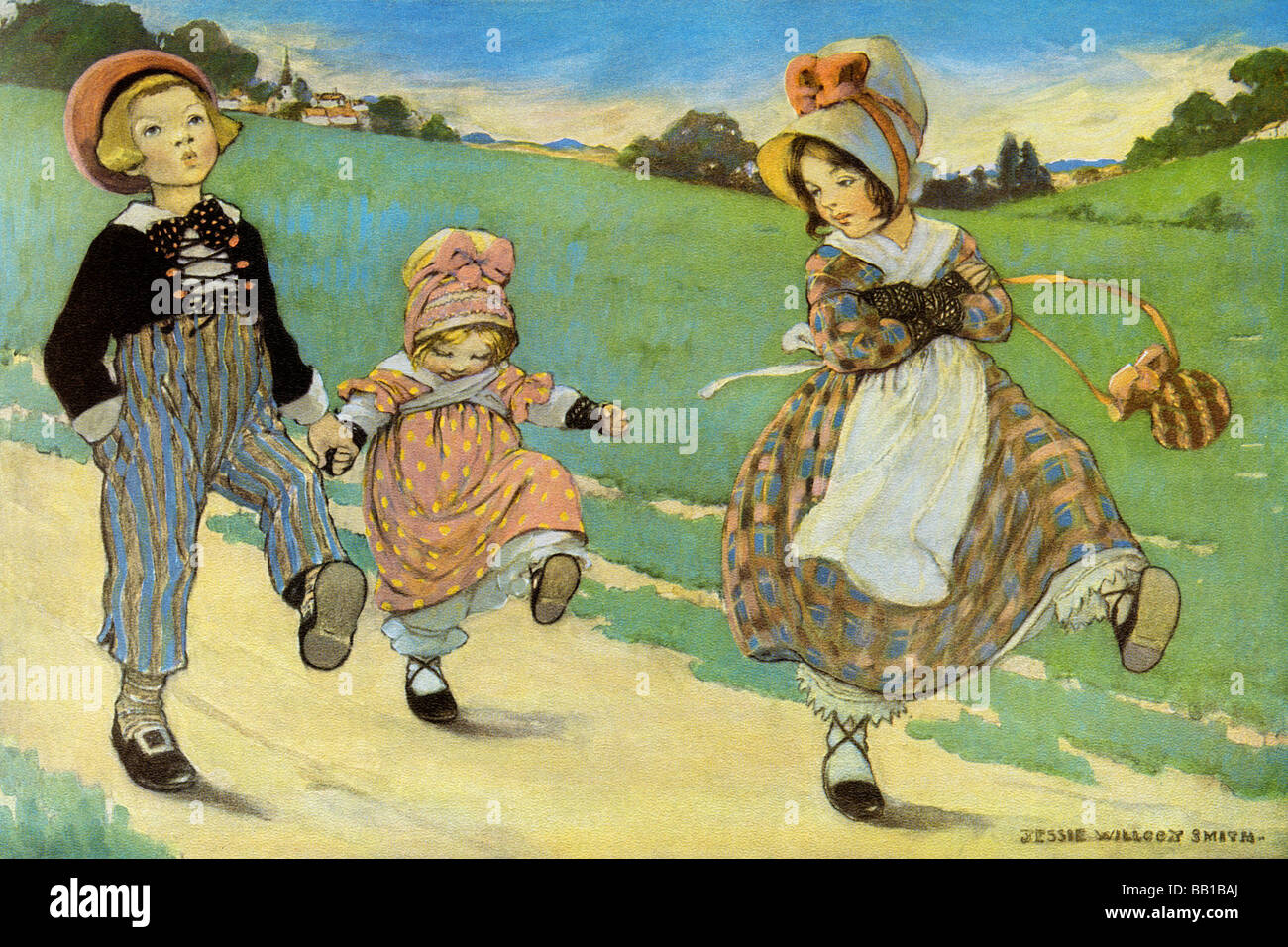 Three Children to London - One foot up One foot down Stock Photo - Alamy