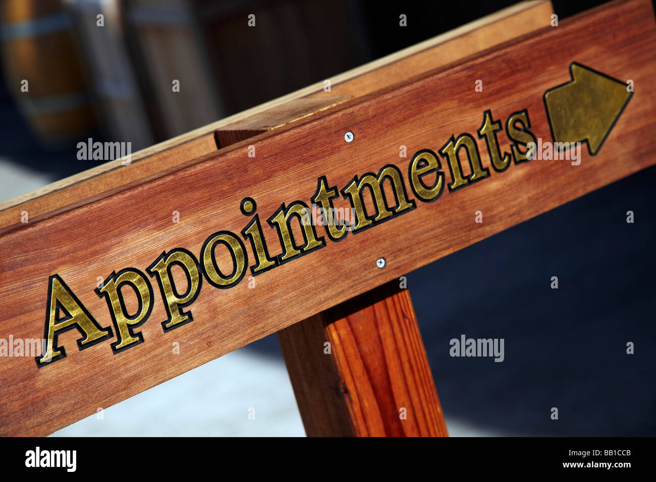 appointments sign with arrow Stock Photo - Alamy