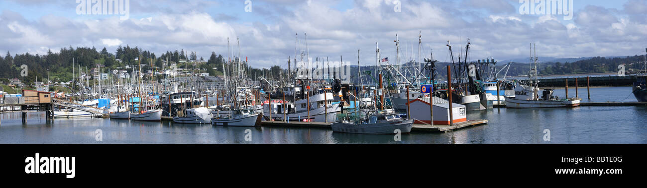 Panorama - Fishing boats in marina Stock Photo - Alamy