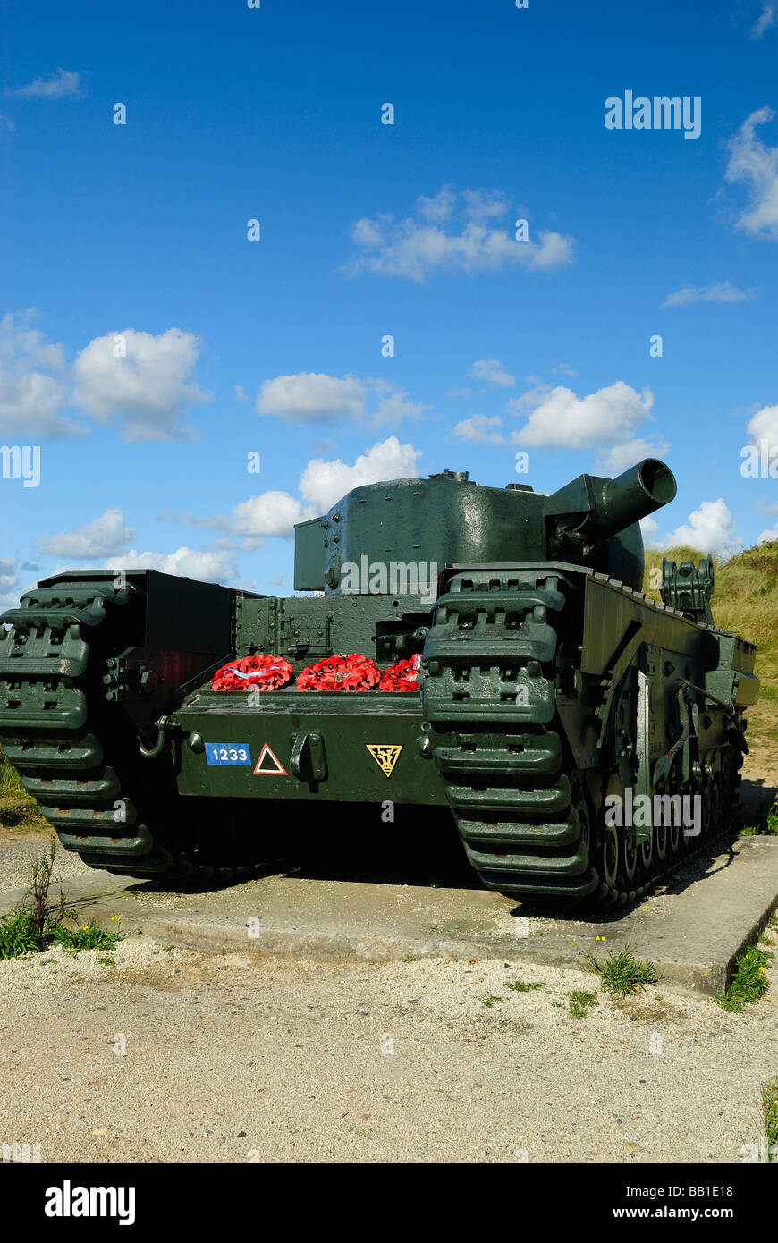 Obstacle-clearance tank near Gold Beach, Normandy Stock Photo - Alamy
