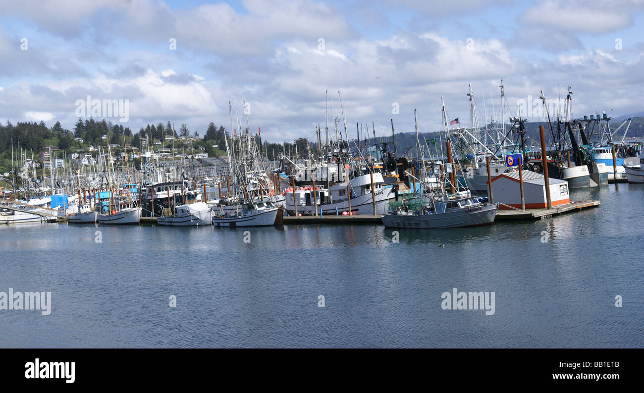 Panorama - Fishing boats in marina Stock Photo - Alamy