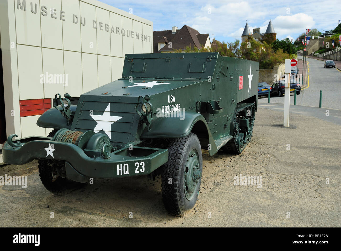 American half track in front of D-DAY Arromanches museum Stock Photo ...