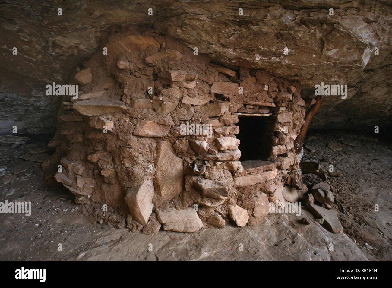 Prehistoric cliff dwelling built by the Anasazi in a backcountry canyon ...