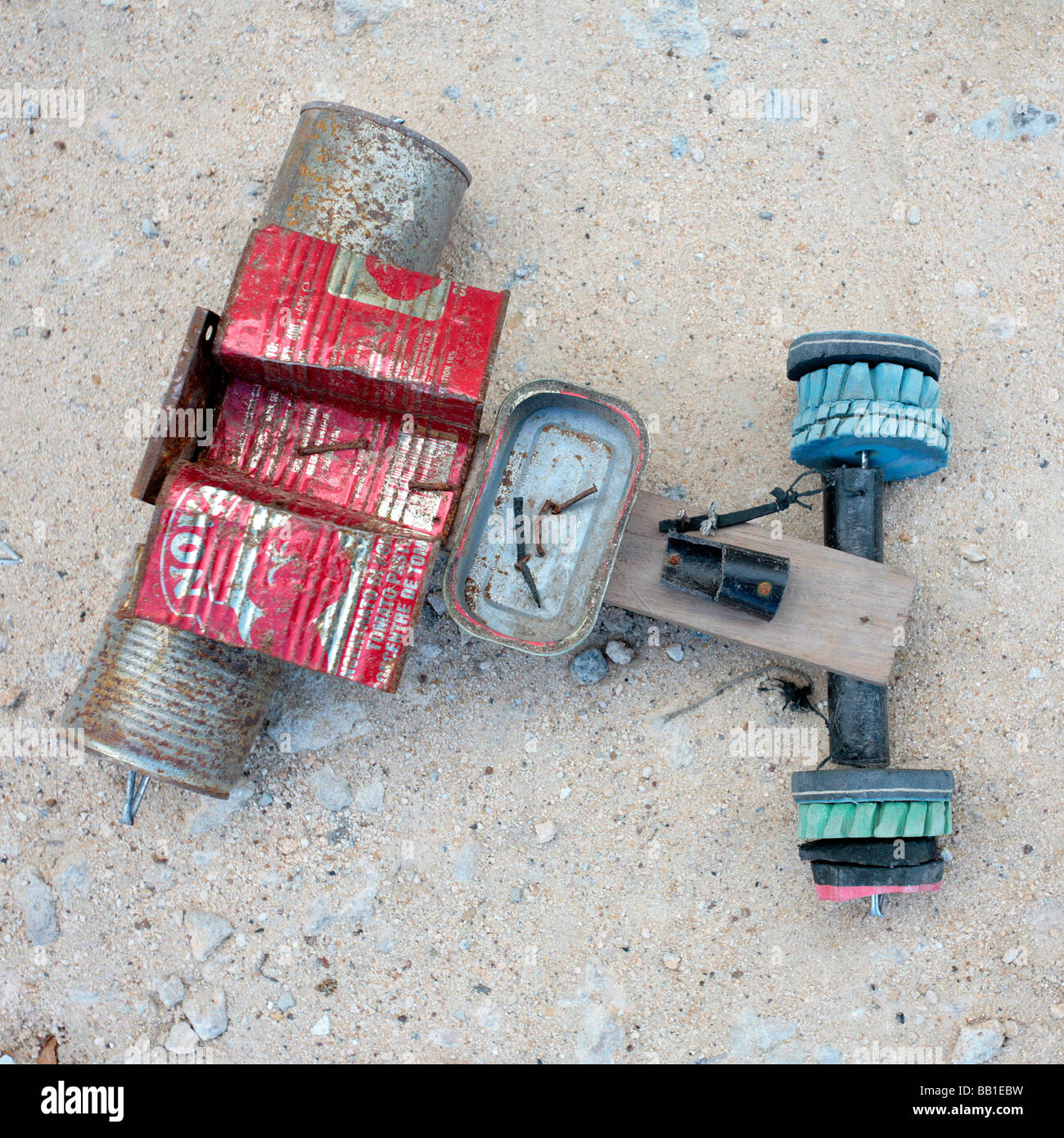 Childrens toy made from recycled tins and cans in Mozambique Stock ...