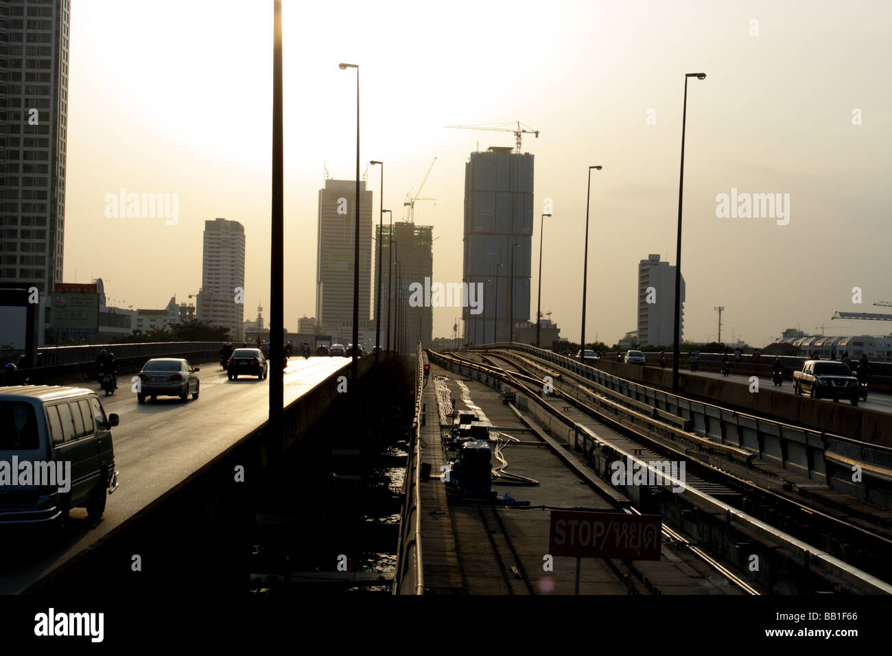 Evening at Sathorn Bridge , Bangkok , Thailand Stock Photo - Alamy