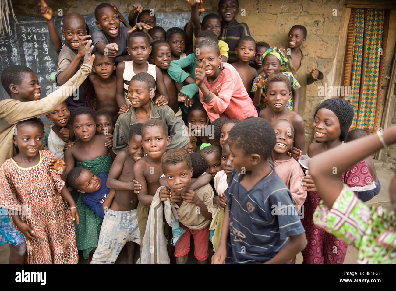 Large group of children, village of Tomefa, Togo, Africa Stock Photo ...
