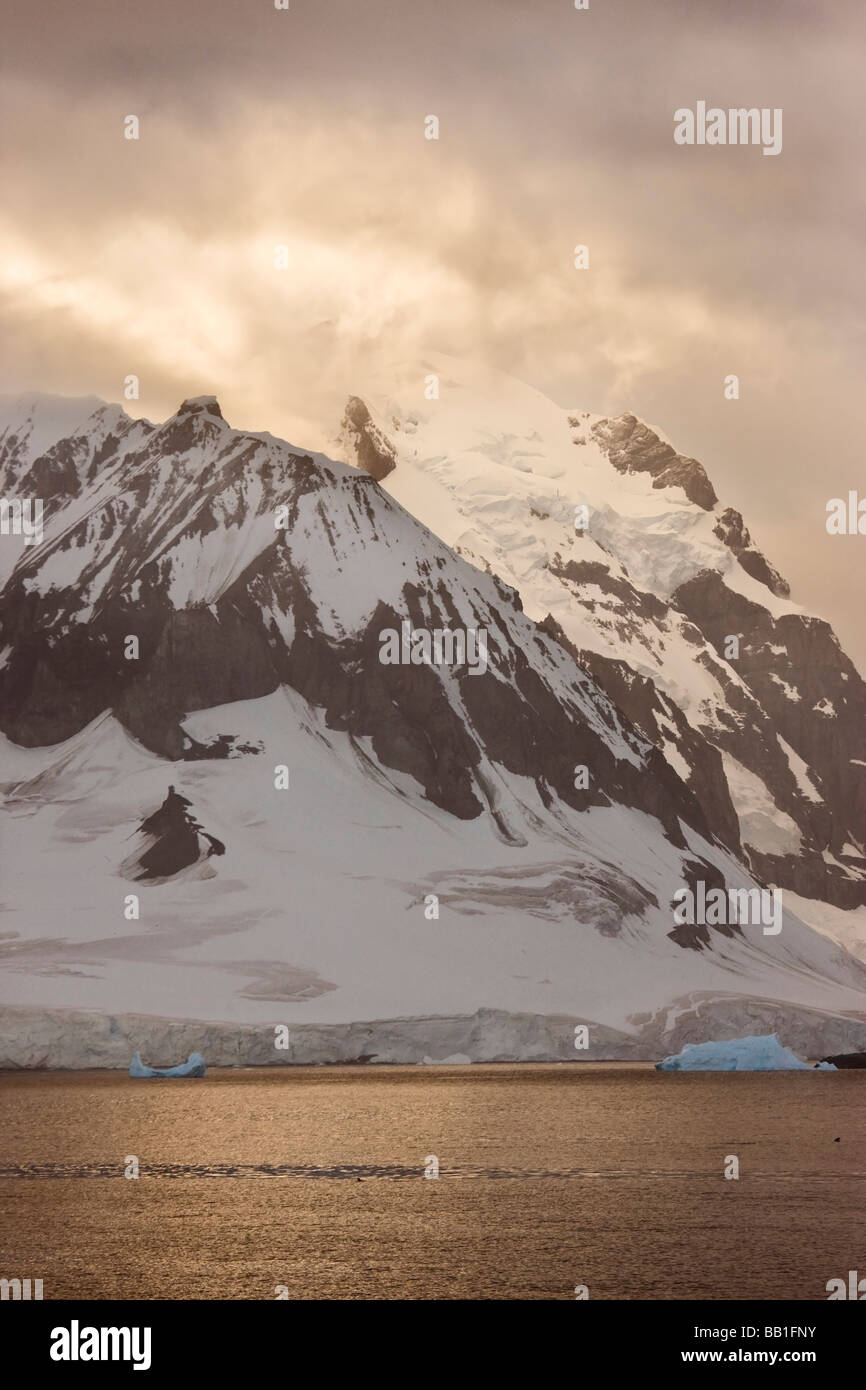 Antarctica, Errera Channel, Georges Point, Ronge Island. Rising sun ...