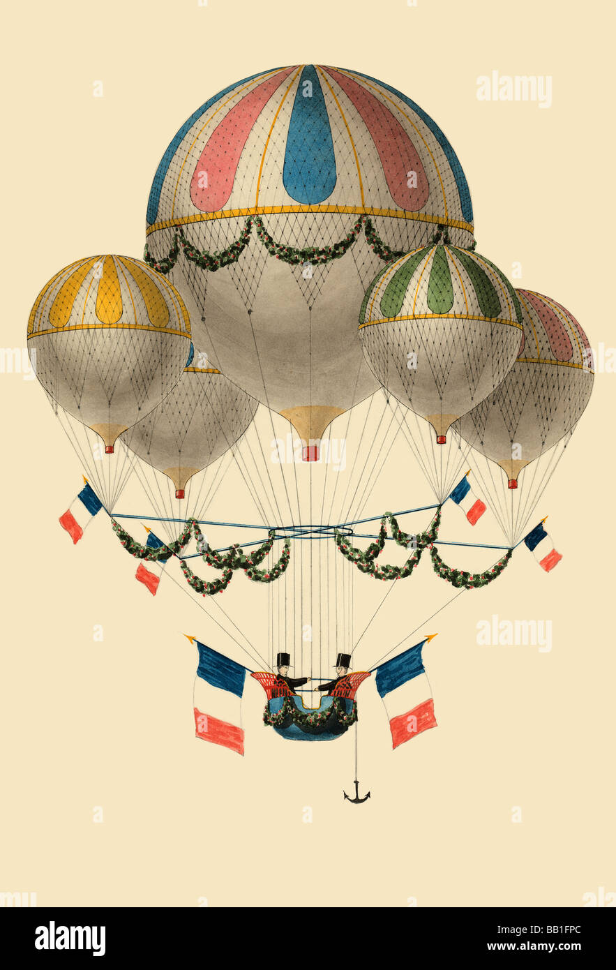 Hot air balloon french flags hi-res stock photography and images - Alamy