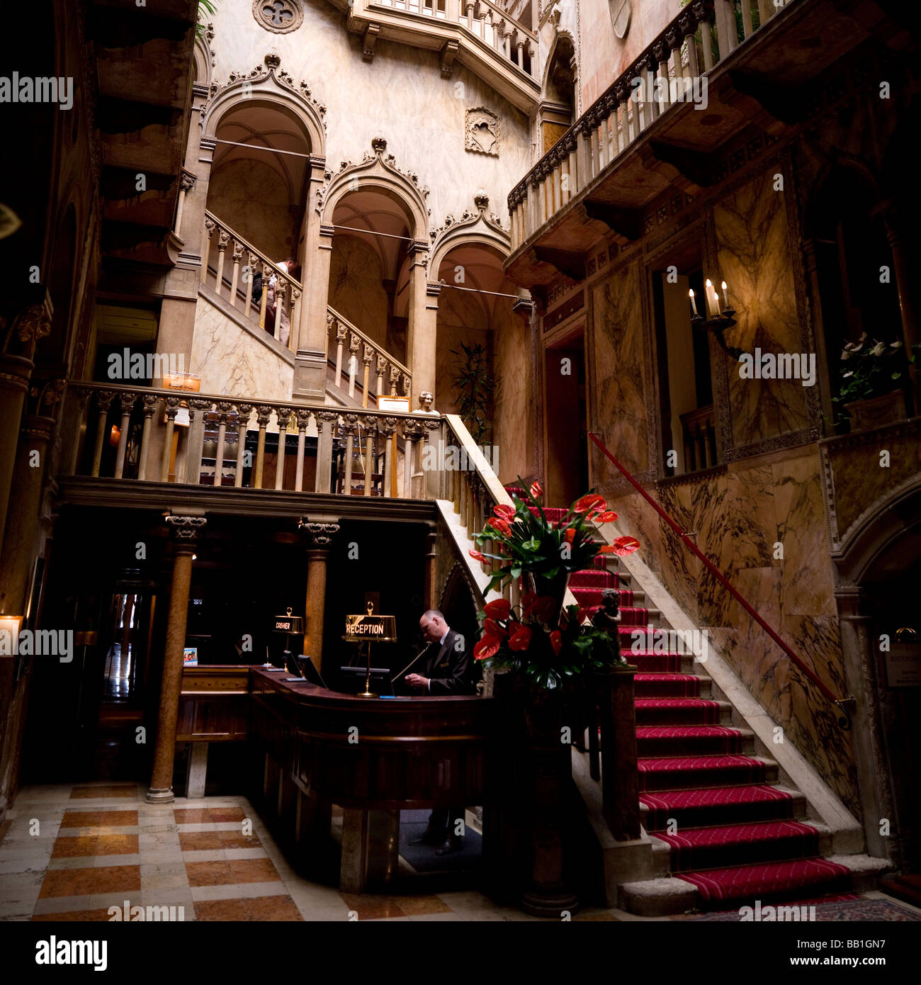Interior of old-fashioned Hotel; Venice, Italy Stock Photo - Alamy