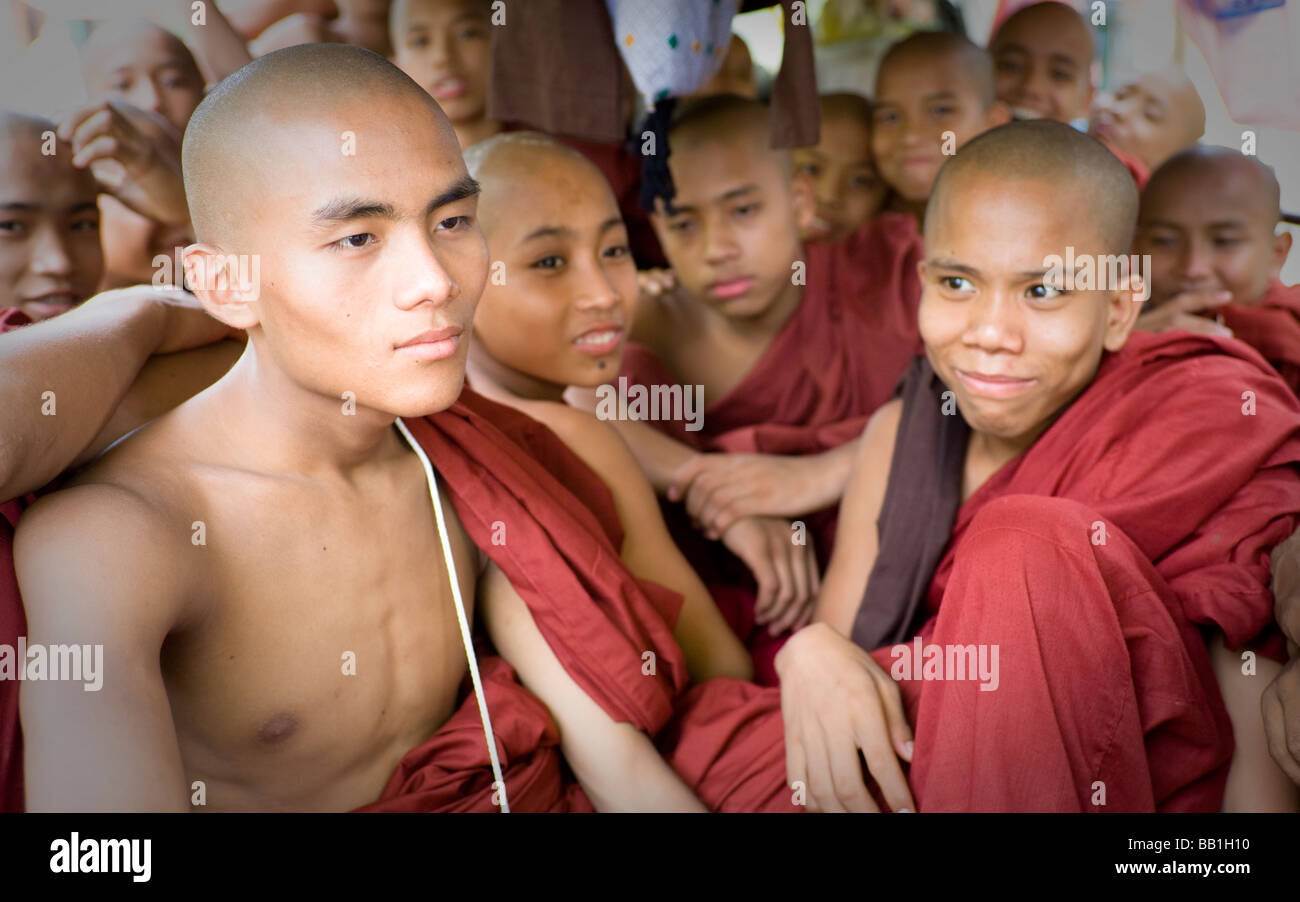 A group of Buddhist monks in Burma, Myanmar Stock Photo - Alamy