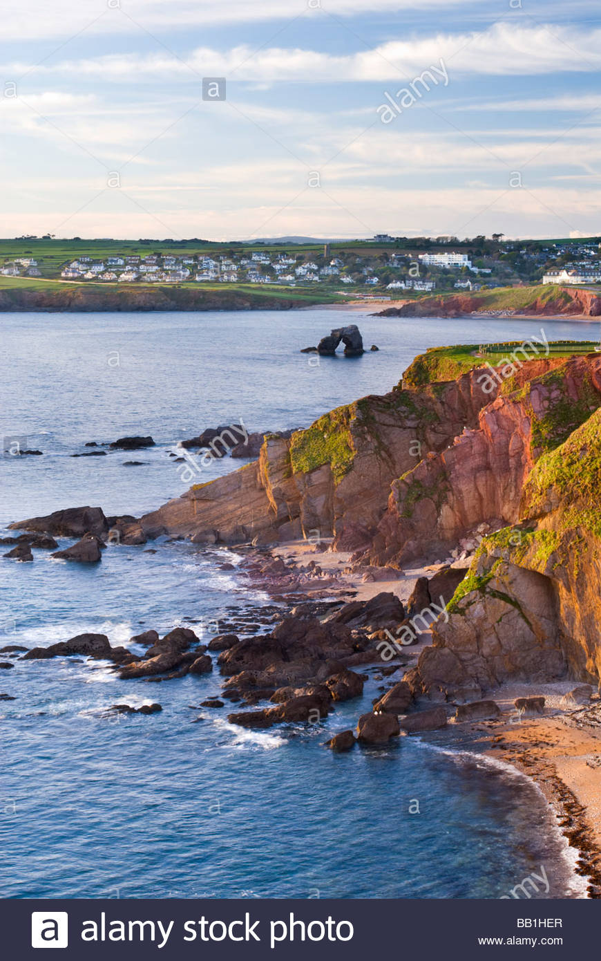 Thurlestone Rock Cliffs Devon England High Resolution Stock Photography ...