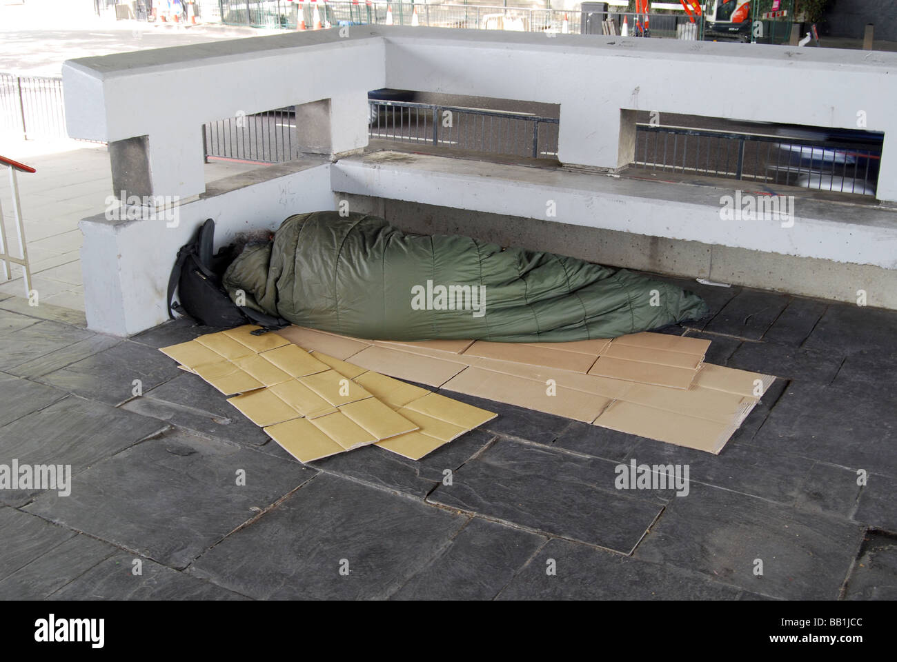Rough sleeper Homeless sleeping bag Stock Photo - Alamy