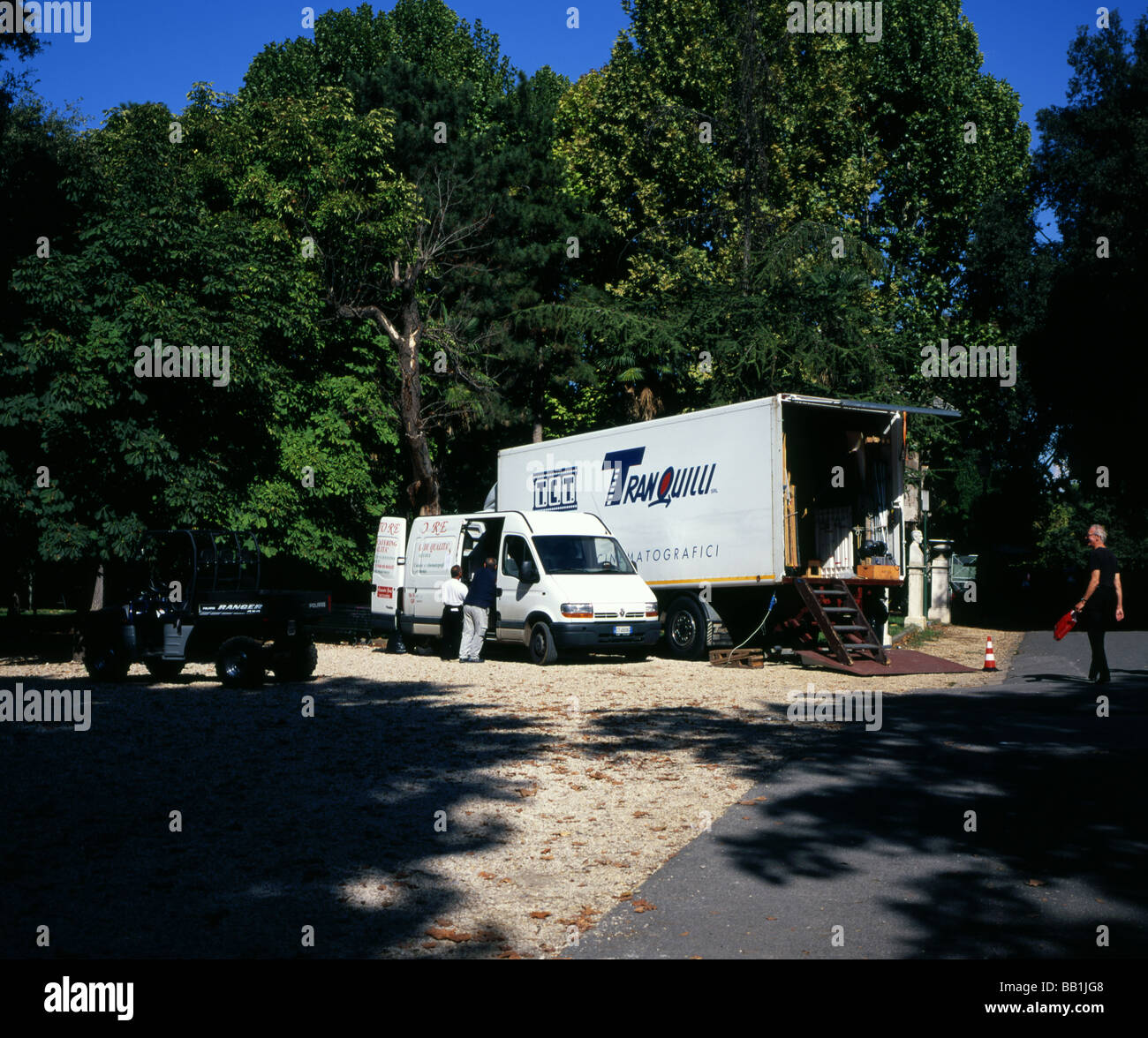 Generator Van for a film crew filming in The Villa Borhgese Rome Italy ...
