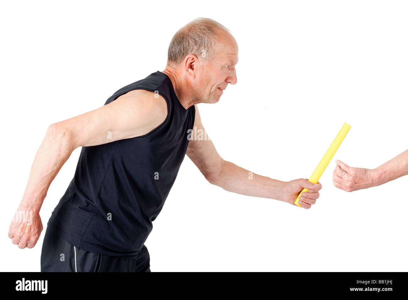 Senior man. Relay race Stock Photo - Alamy
