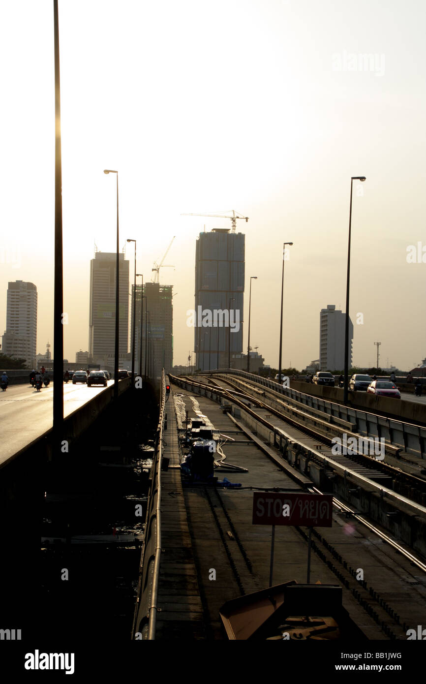 Evening at Sathorn Bridge , Bangkok , Thailand Stock Photo - Alamy