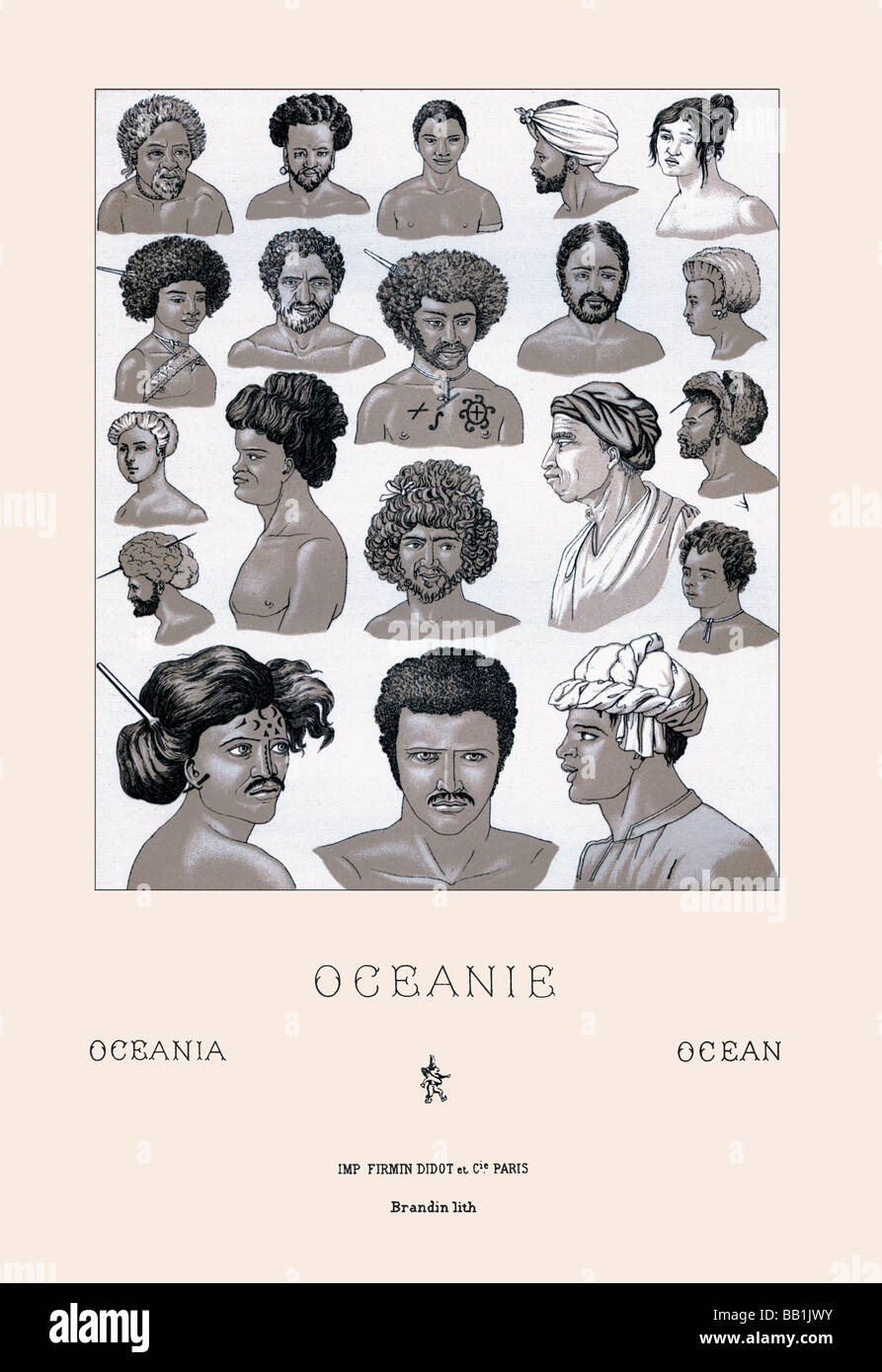 Headdresses and Hairstyles of Oceania Stock Photo - Alamy