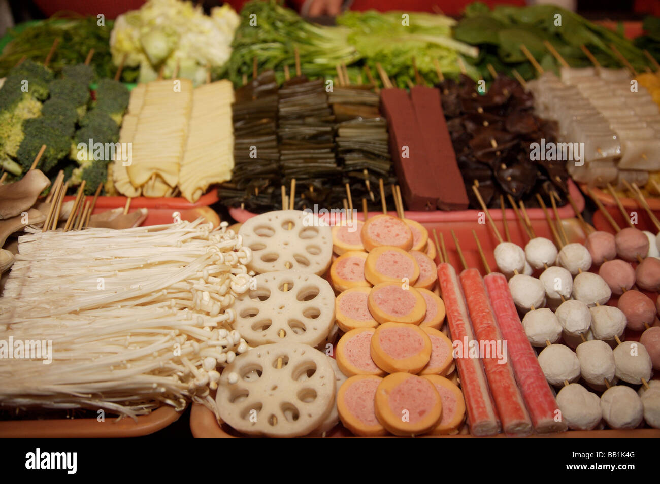 Food on sticks at the night market in Beijing Stock Photo - Alamy