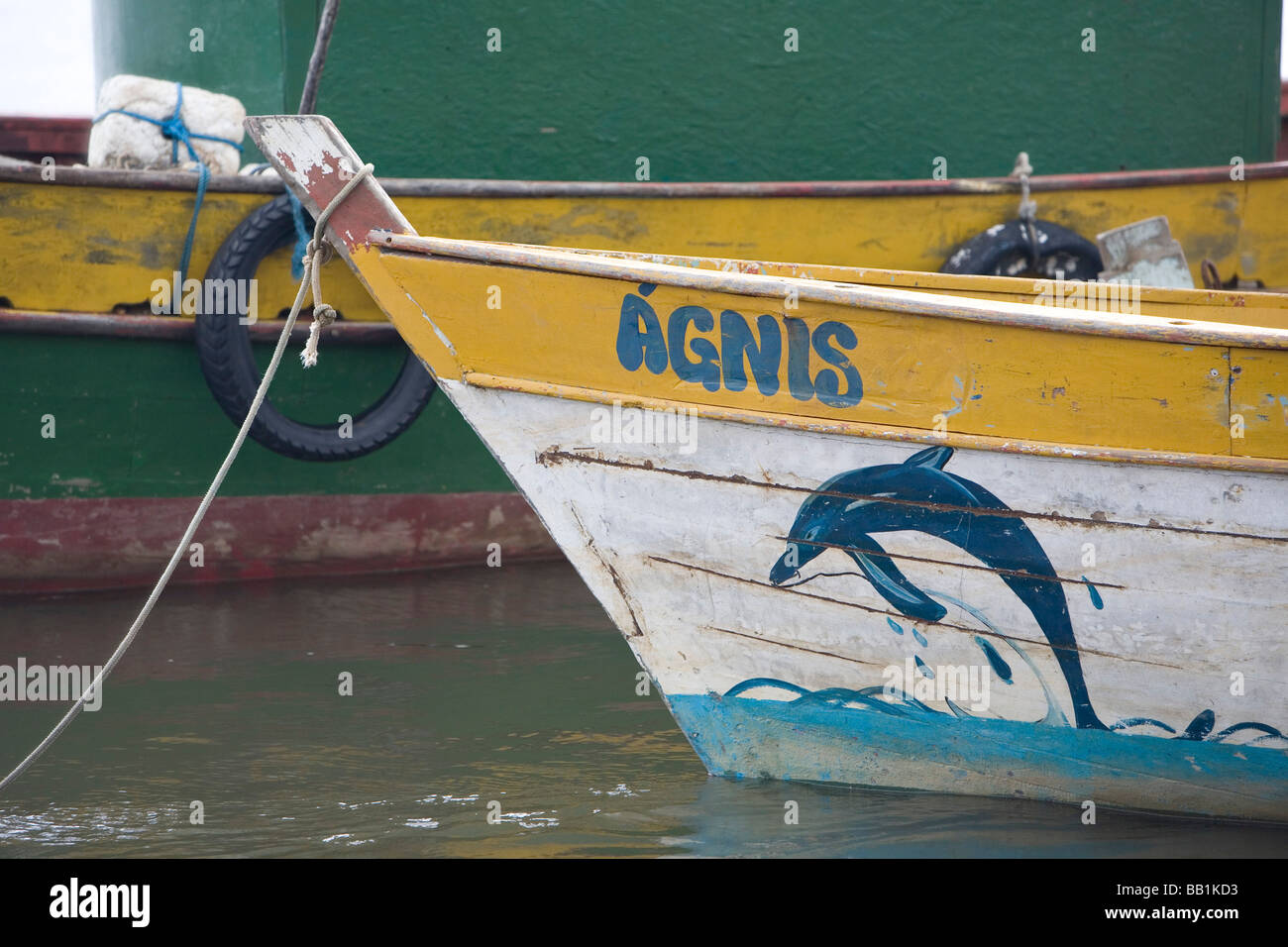 Detail of colorfully painted boats in Brazil Stock Photo - Alamy