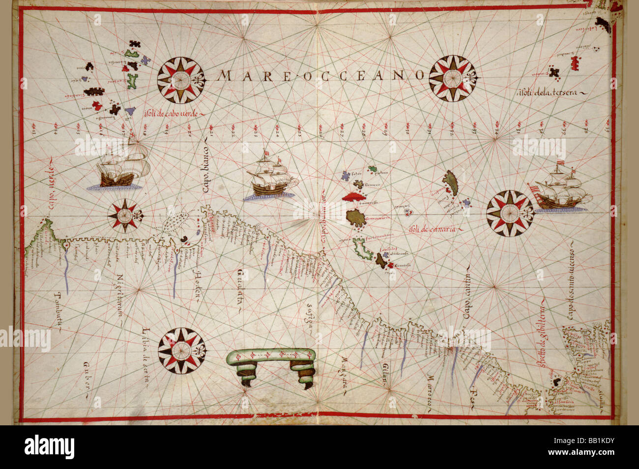 Portolan map of the African Coast Stock Photo - Alamy