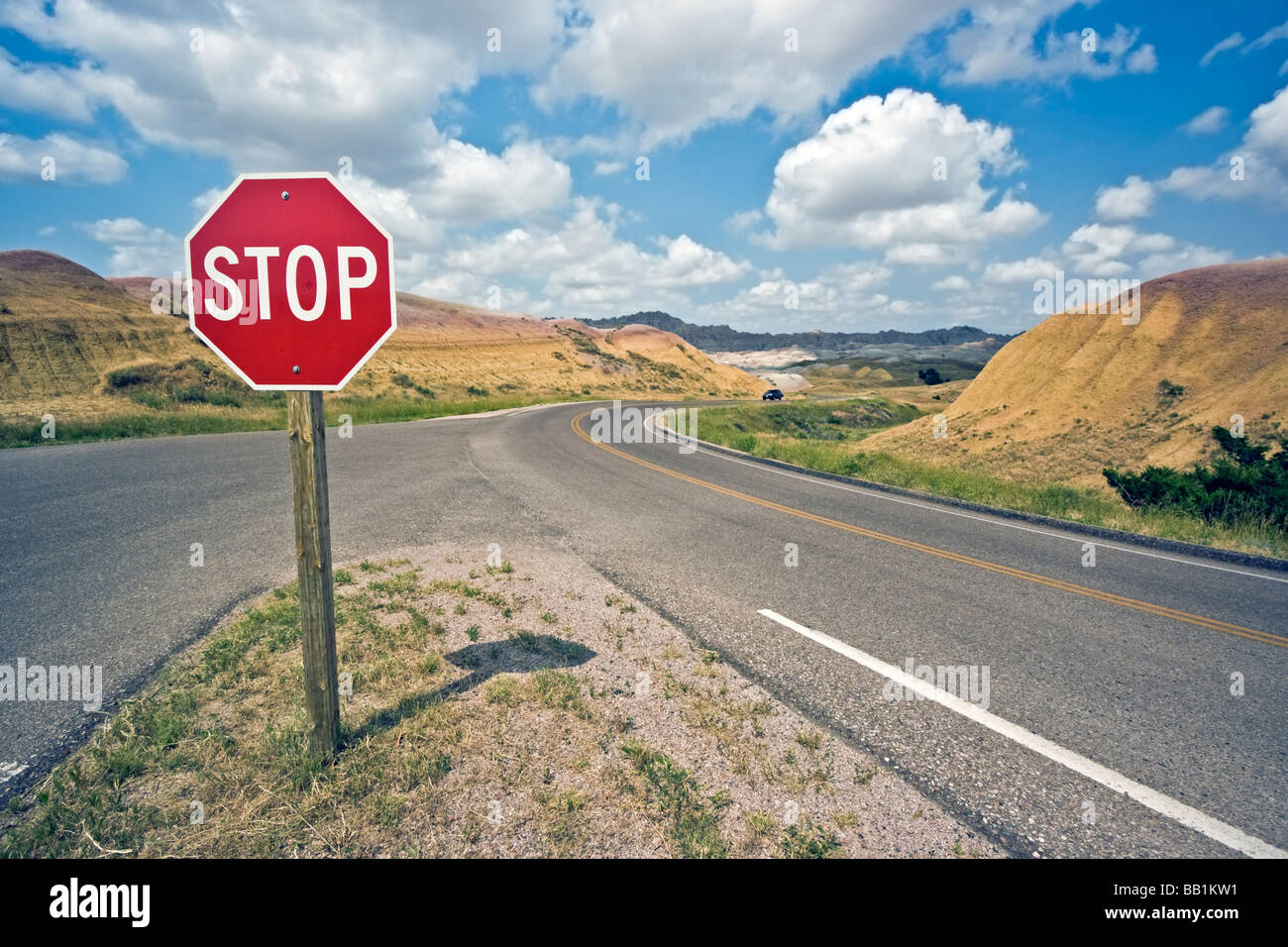 Stop sign in Badlands National Park Stock Photo - Alamy