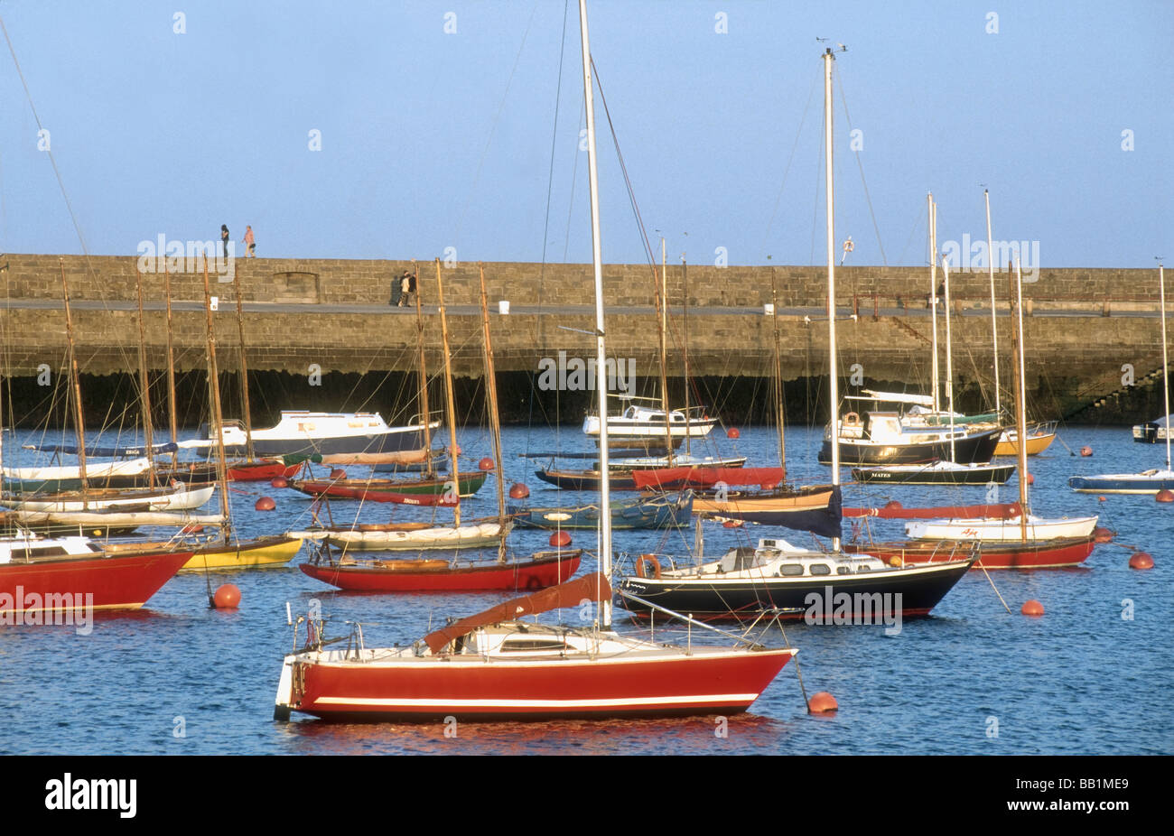 The yacht moorings and the East Pier at Howth harbour County Dublin ...