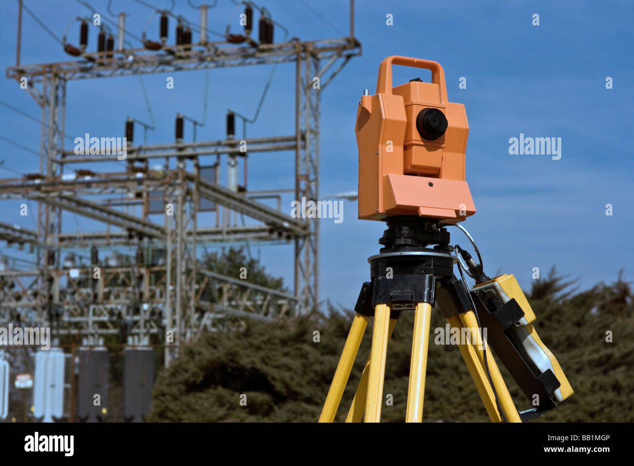 Surveying under electric wires Stock Photo - Alamy