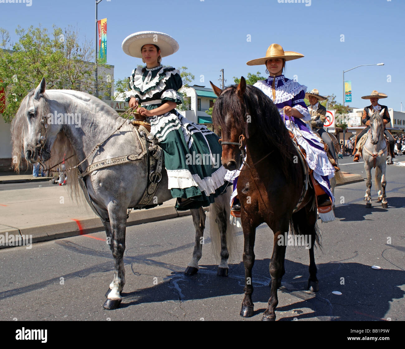 Mounted Charras in Rodeo Parade Stock Photo - Alamy