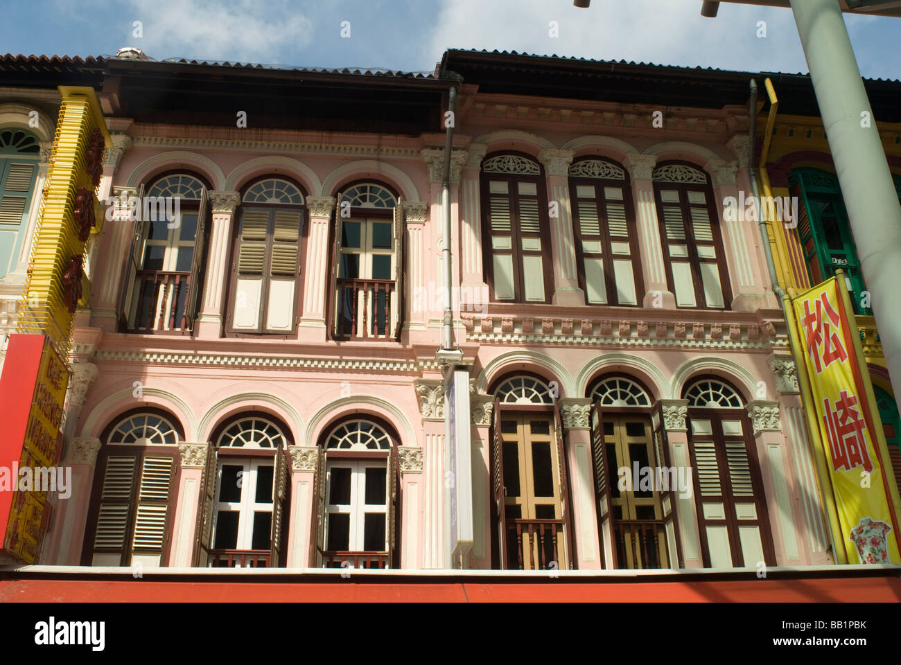 Window composition from a building at chinatown, Singapore Stock Photo ...