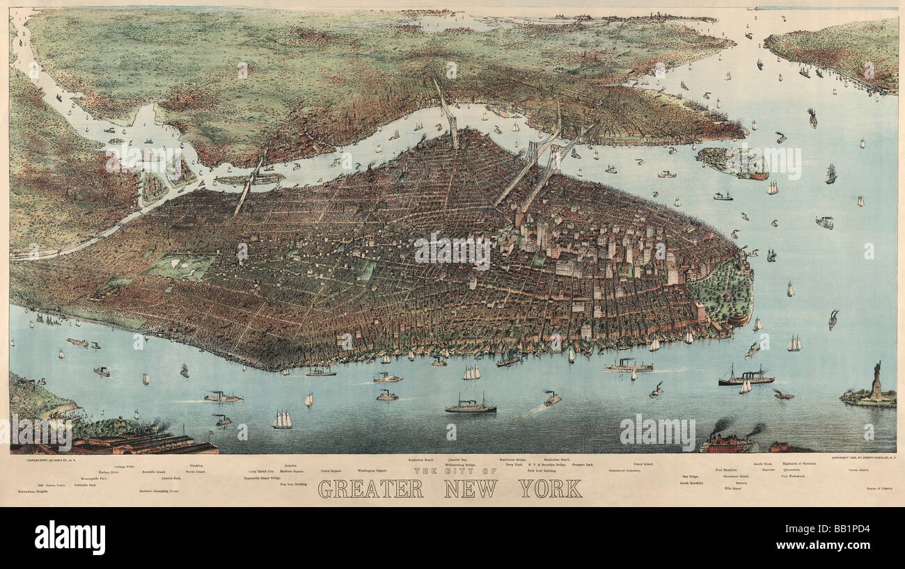 Birds-eye view of Manhattan, New York Stock Photo - Alamy