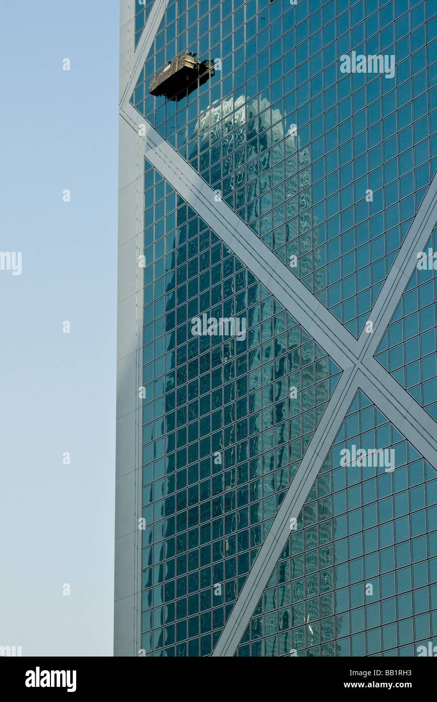 Window Washers and IFC Reflection in Bank of China Tower Admiralty Hong ...