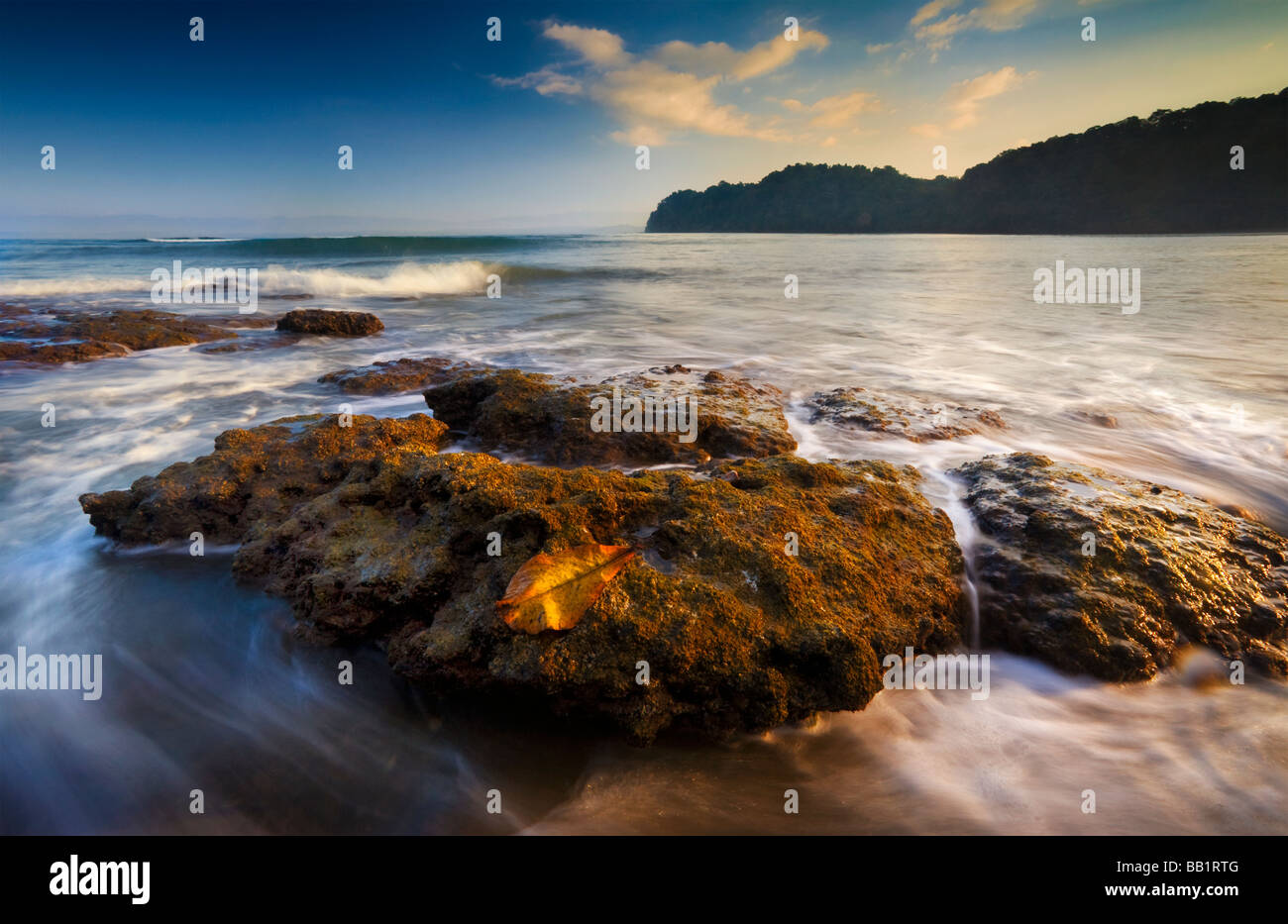 A coastal landscape taken on a Costa Rica beach in early morning ...