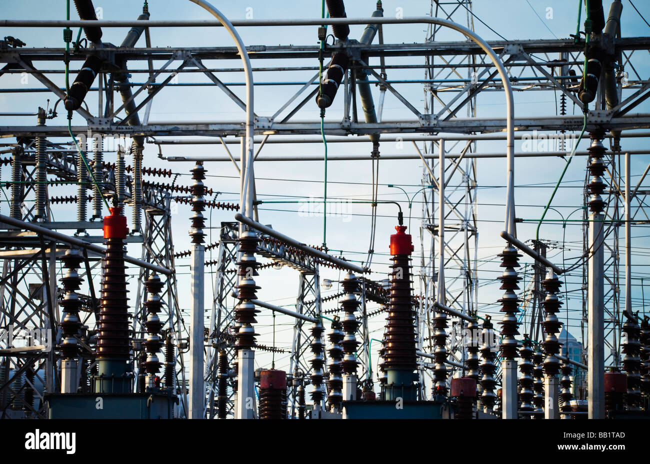 Power station transformers connections in hi-res stock photography and ...