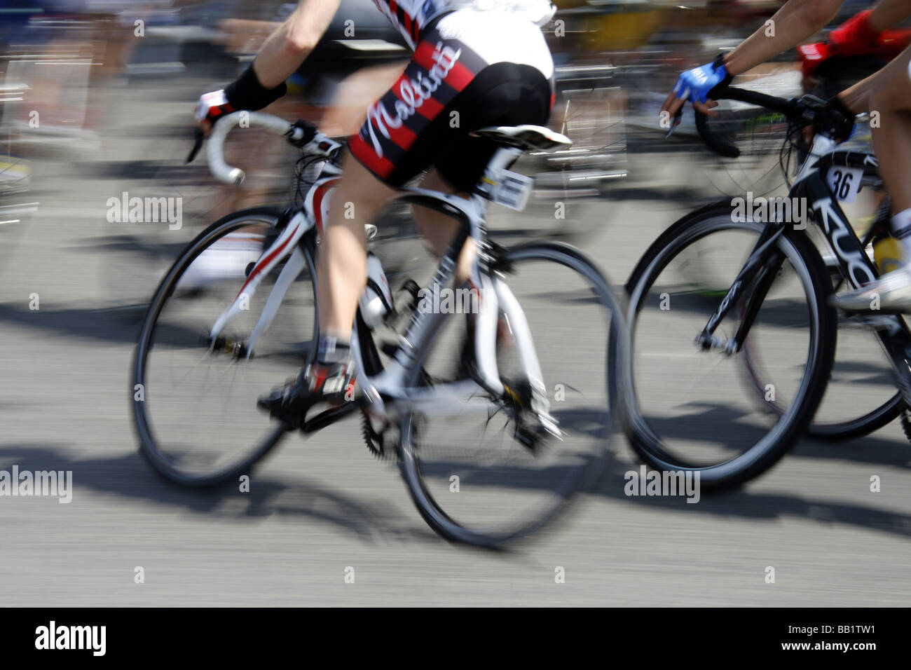 professional bike riders in road street race in city town Stock Photo ...