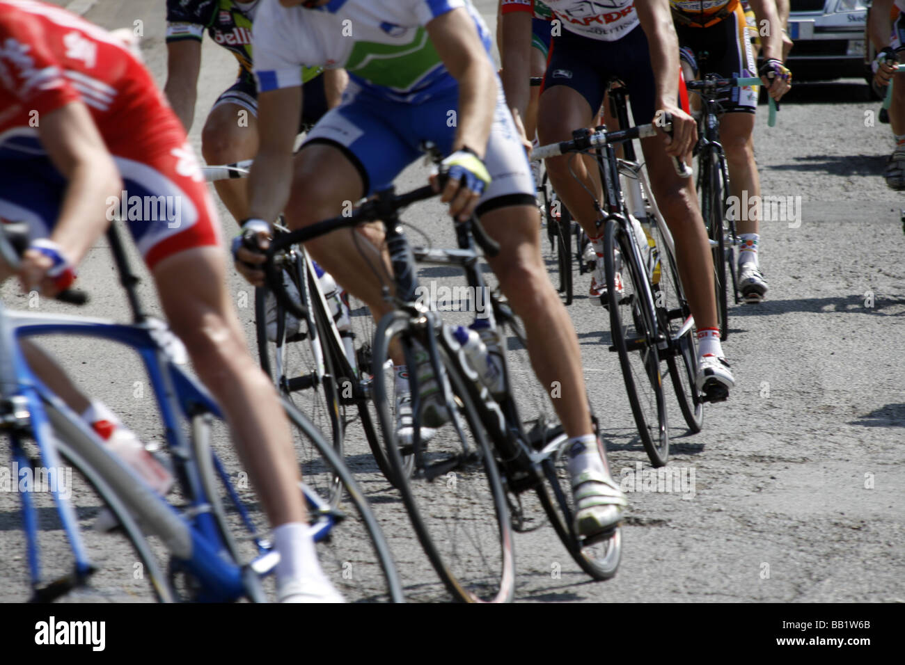 professional bike riders in road street race in city town Stock Photo ...